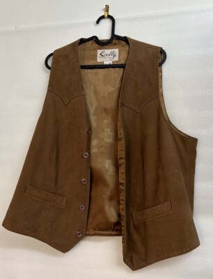 Scully Vest Men’s Size 42 Brown Leather Satin Lined Western Rocker VTG ...