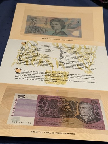 Australia: 1992 "1ST POLYMER & LAST PAPER $5" Embossed NPA Folder. UNC ...