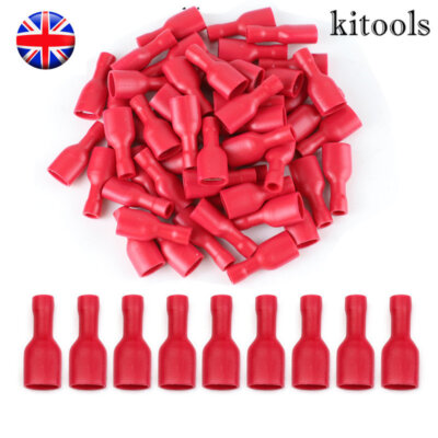 Red Fully Insulated Female Spade Terminals Crimp Connectors Electrical ...