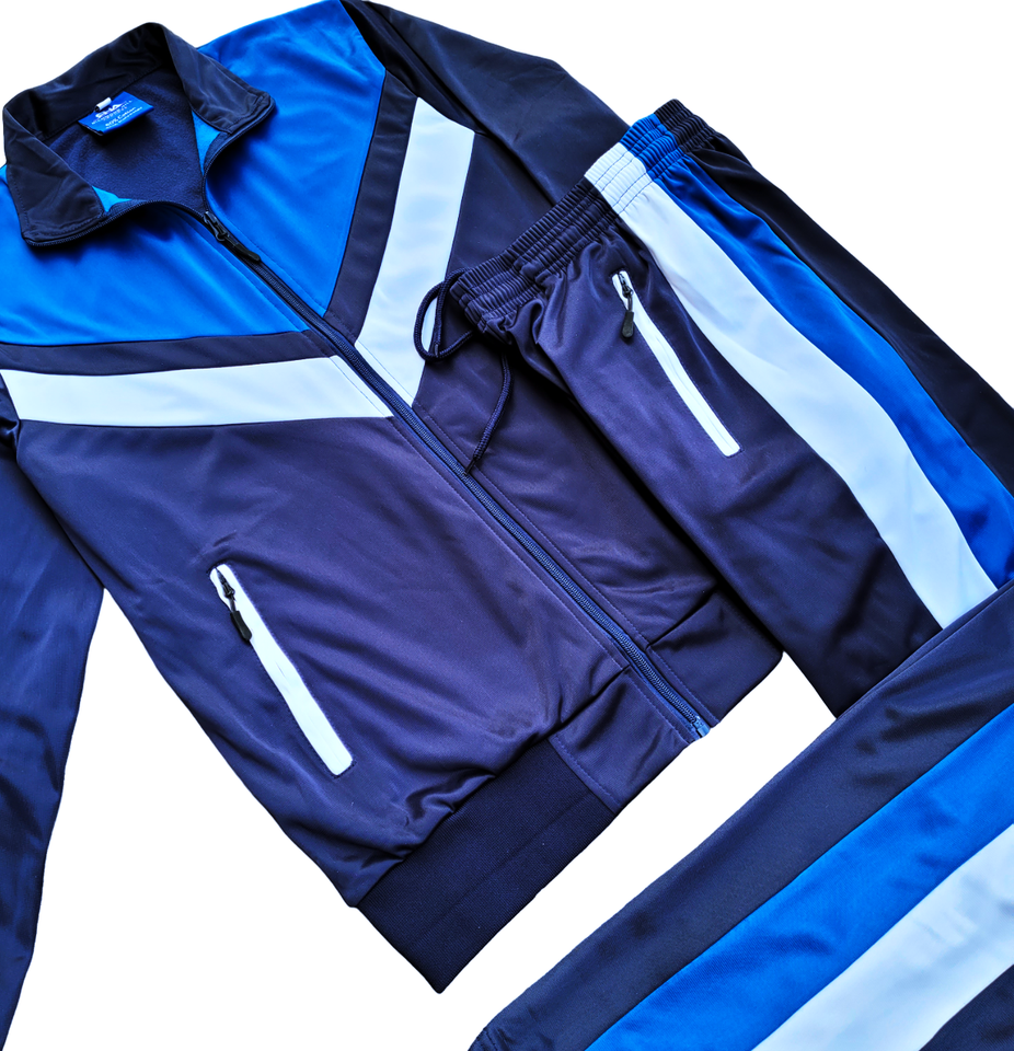 Men's Tracksuits Warm Full Zip Sports 2 tone Track Jacket & Track pants ...