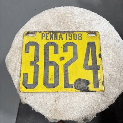 1908 Pennsylvania Porcelain License Plate Penna Car Tag Automobile ...