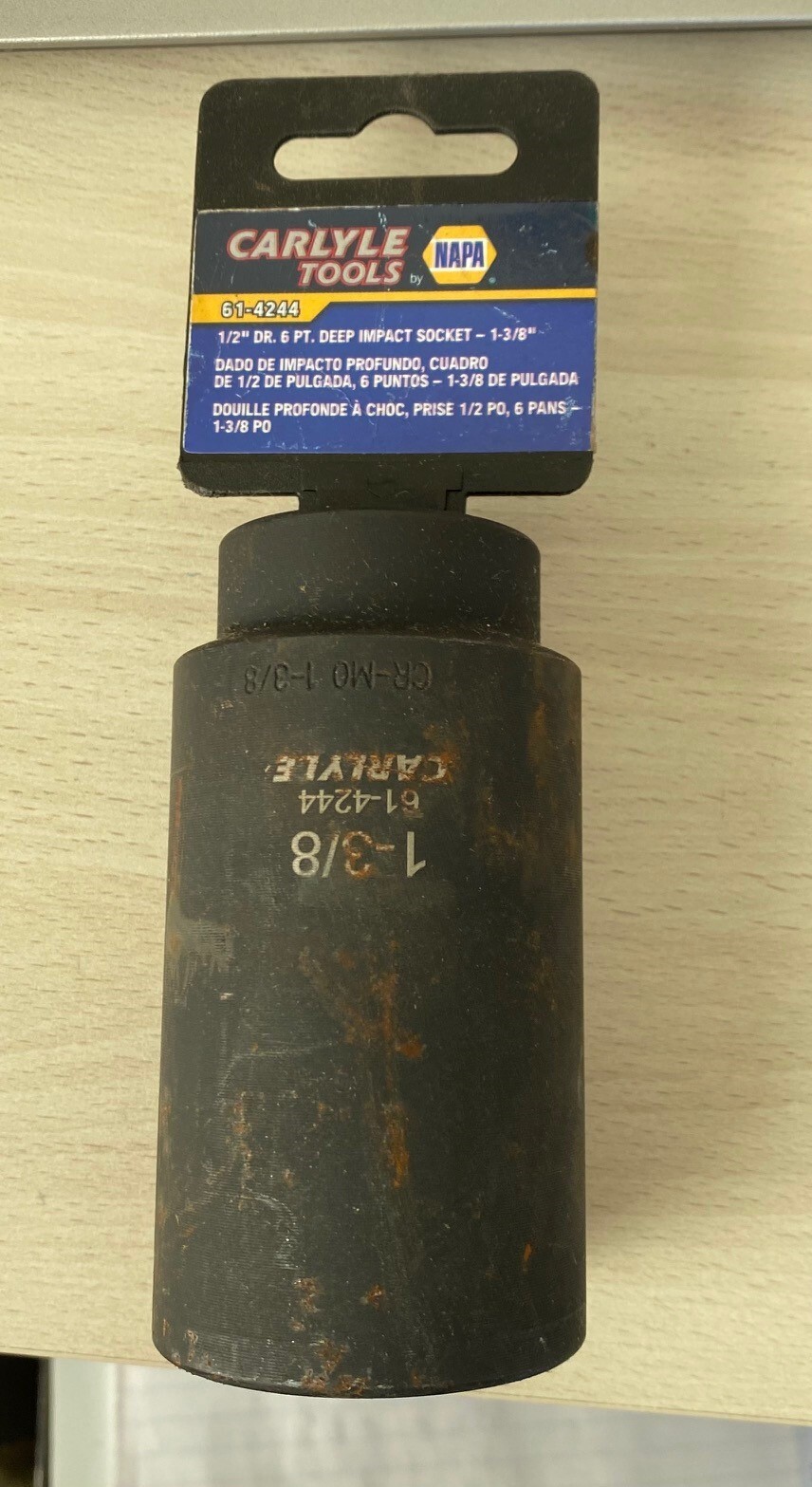 Carlyle Tools by Napa 1/2" drive deep impact socket 61-4244, 6 point, 1 ...