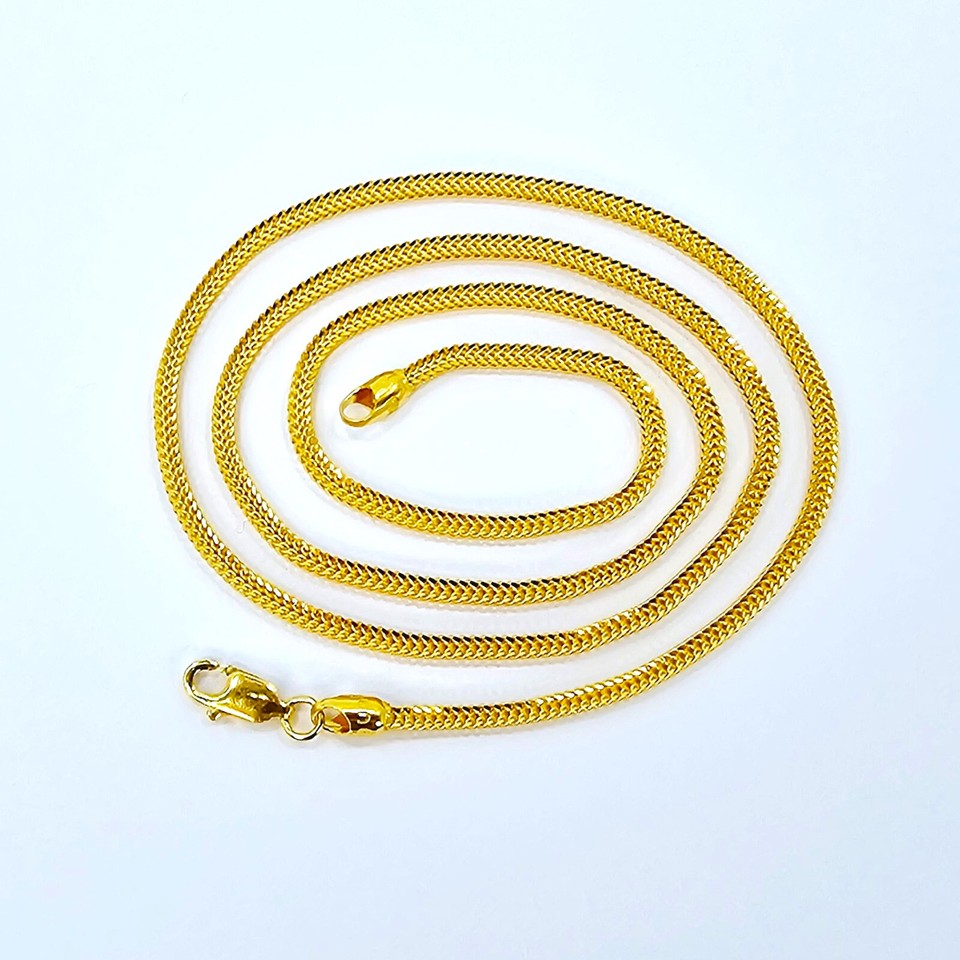 22K Solid Yellow Gold Franco Chain Necklace 22 in 2mm Genuine ...