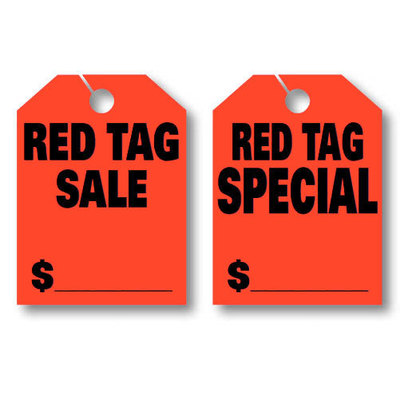 Red Tag Sale / Special $ Price - Jumbo Car Mirror Hang Tags Signs (50 ...