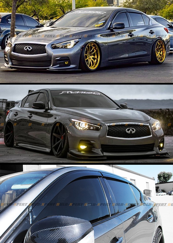 FOR 2014-2024 INFINITI Q50 S VIP CLIP-ON SMOKE TINTED WINDOW VISOR W ...