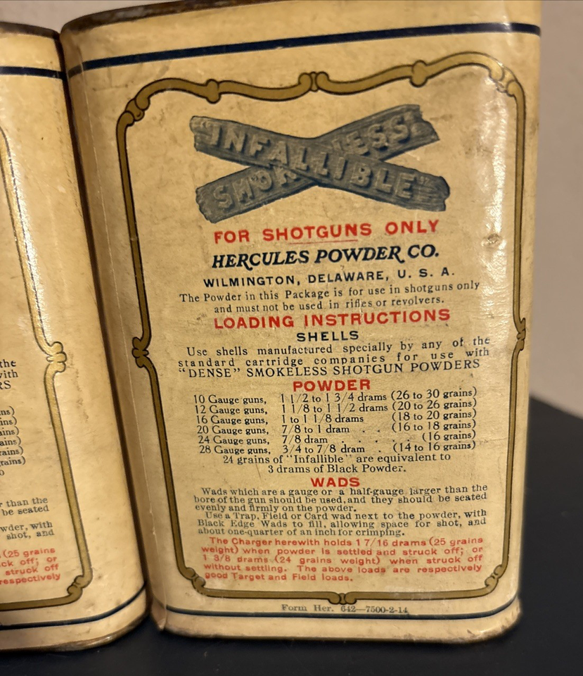 3 Antique Hercules Infallible Shotgun Smokeless Black Powder ...
