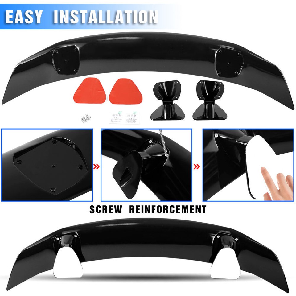 46"Universal Car Rear Trunk Spoiler Wing Glossy Black Sport Style W ...