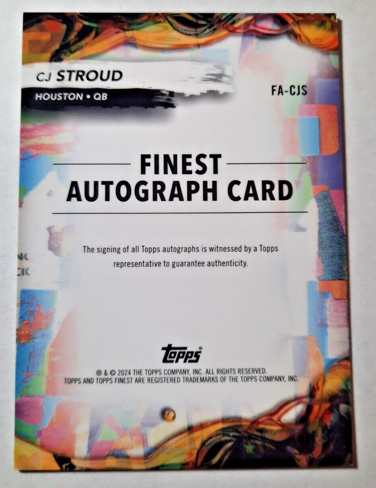 2024 Topps Finest Football Triple Match Oil Spill CJ Stroud On Card ...