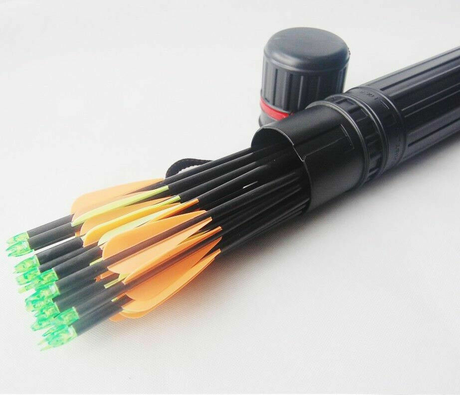 Archery 32" Fiberglass Arrows +Telescopic Arrow Quiver for Bow Hunting ...