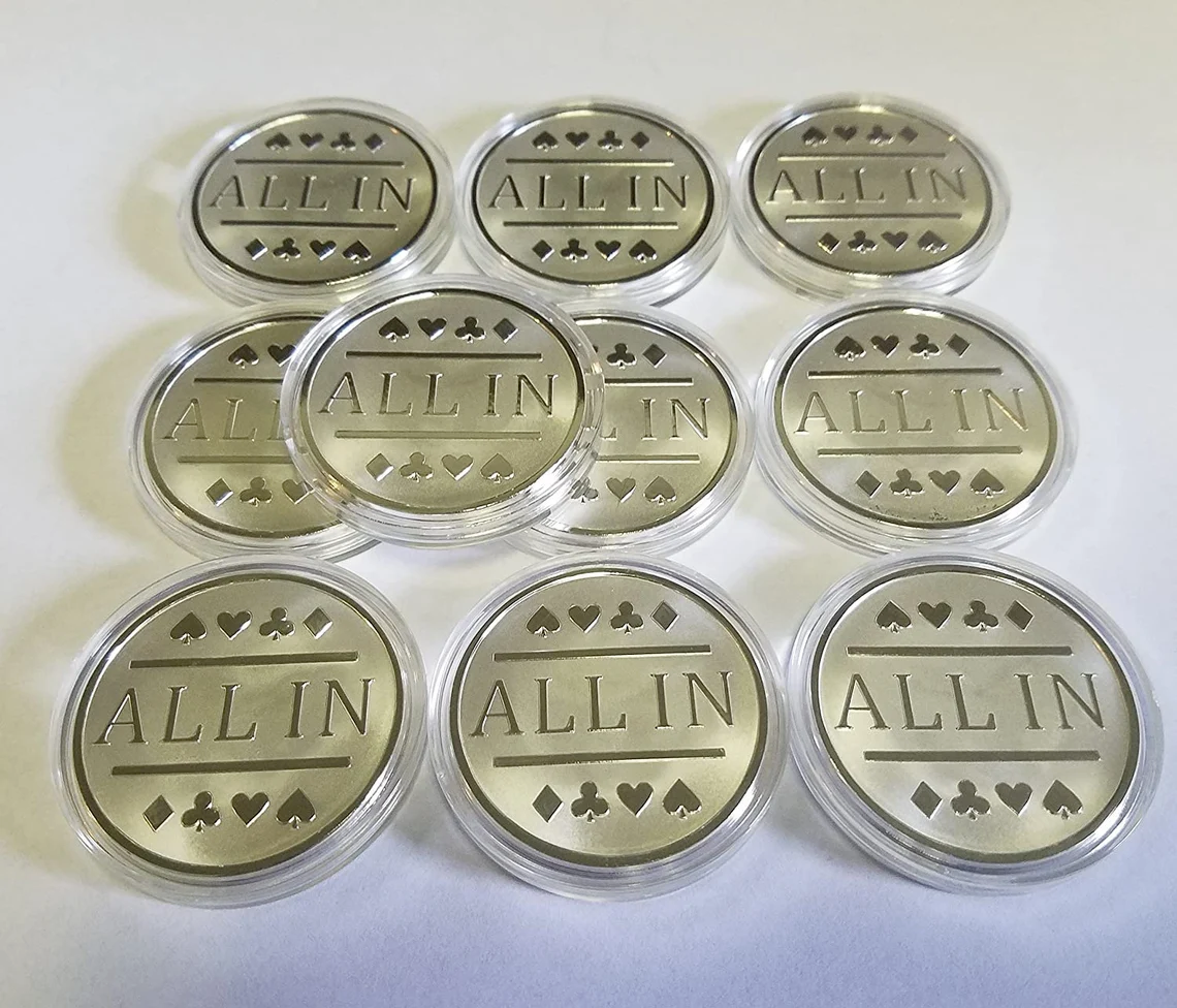 10x All In Poker Chips / Silver Clad Card Protector Bounty Chip Etc. | eBay