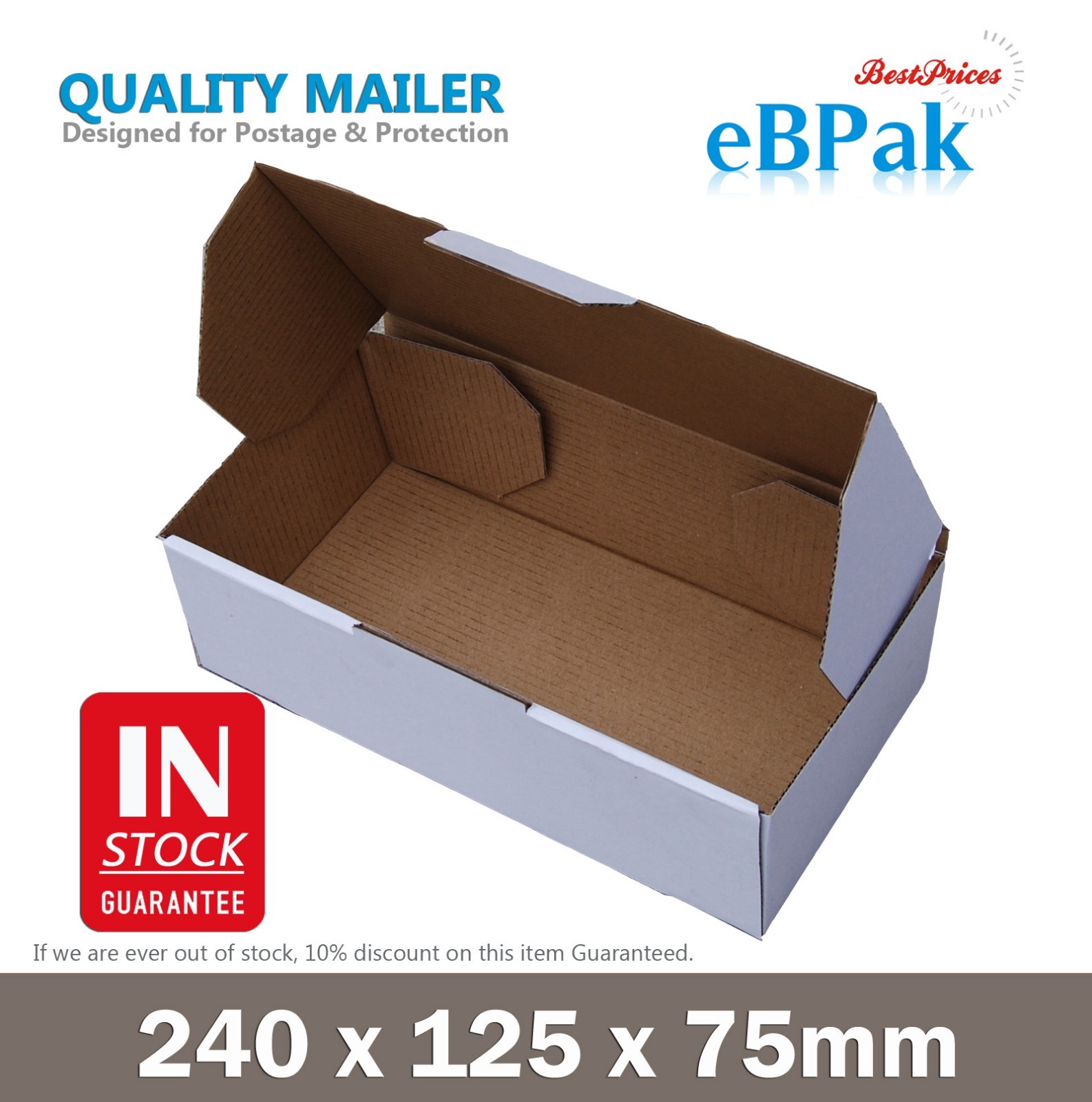 20x Mailing Box 240 x 125 x 75mm Diecut White for 500g Small Satchel B4 ...