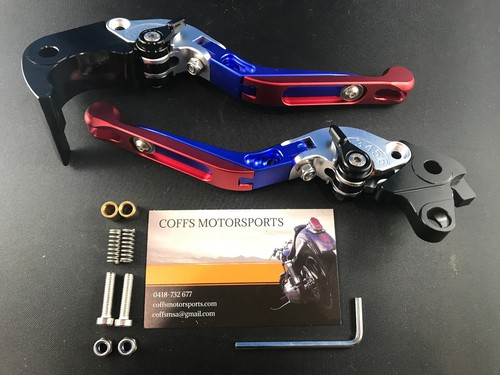 BLUE/RED Pivoting Brake & Clutch Levers Fit HONDA CBR600RR 2003 2004 ...