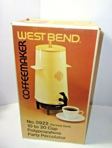 Unopened West Bend Coffee Maker Harvest Gold Mid Century vintage New ...