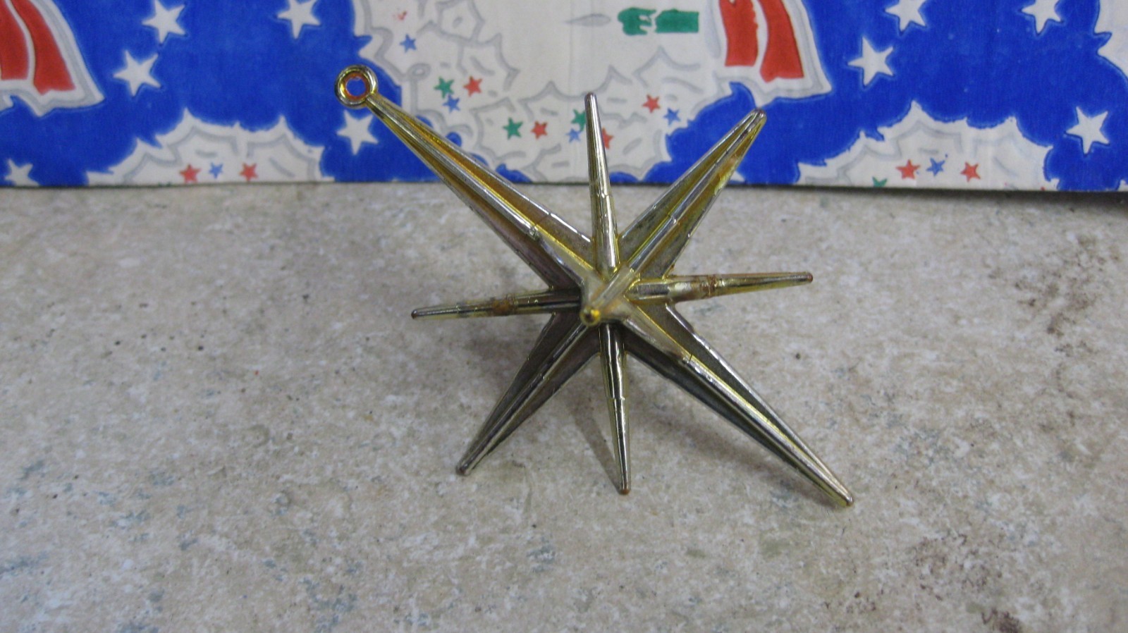Vintage Christmas Bradford Plastic Atomic Sputnik Star Ornament Gold ...