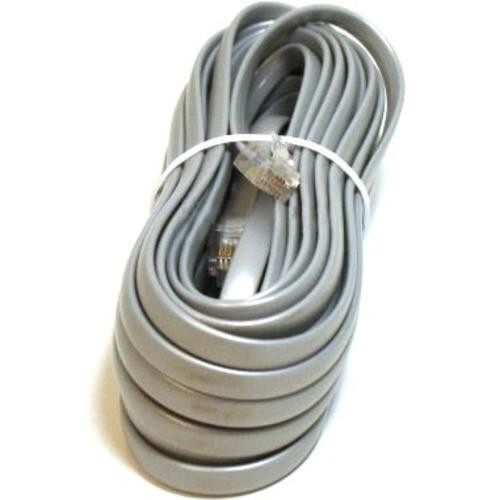 NEW 25ft Silver Telephone Line Cord Cable Wire 4C RJ11 DSL Fax Phone to ...