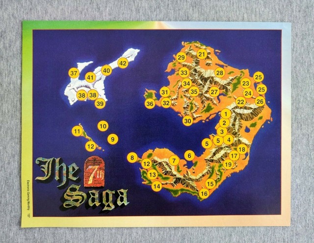The 7th Saga Map SNES | 1994 Vintage Game Print Ad Poster Map and Index ...