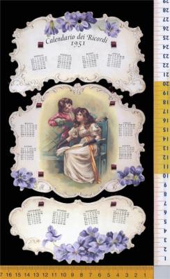 ] CALENDARIO DEI RICORDI DA PARETE 1951 COPPIA VITTORIANA E VIOLETTE ...