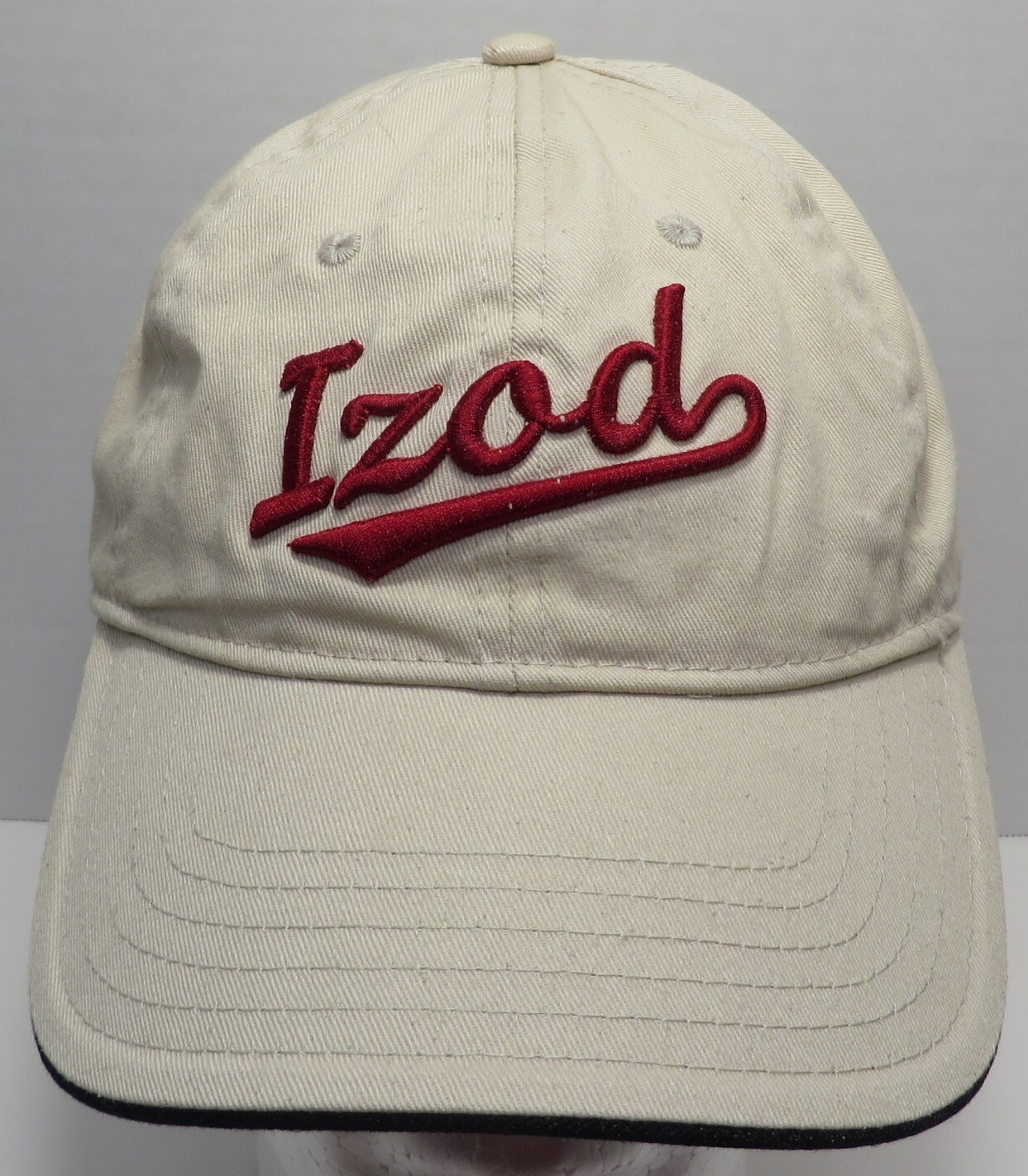 Izod Embroidered Classic Script Logo Cap Hat Beige | eBay