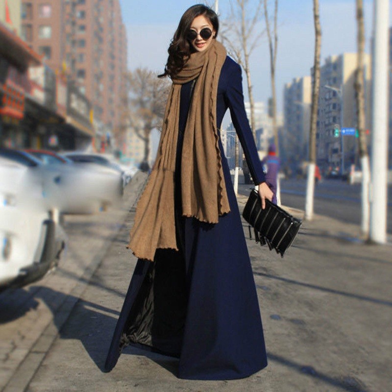 Women Long Sleeve Maxi Dress Coat Floor Length Jacket Plus Size Long ...