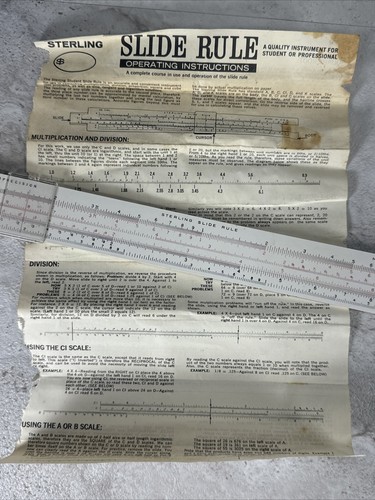 1960s Sterling Precision Slide Rule Decimal Trig Multi-Log Made in USA ...