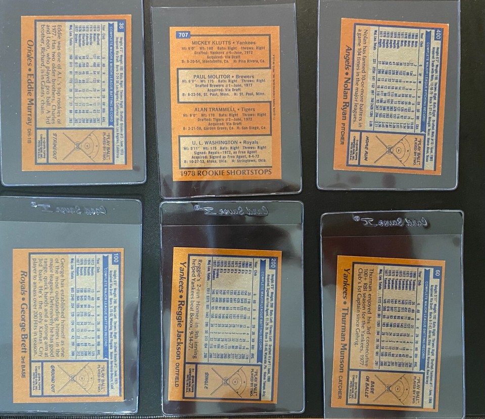 1978 Topps Baseball Card COMPLETE SET Murray, Ryan, Trammel, Brett ...