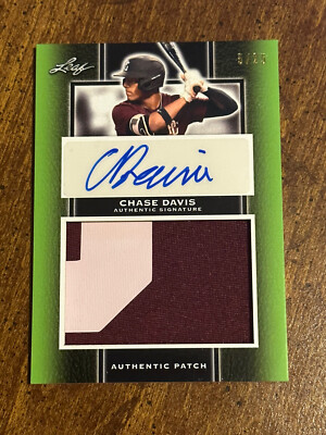 CHASE DAVIS 2019 LEAF PERFECT GAME AUTOGRAPH PATCH #5/25 ARIZONA ...