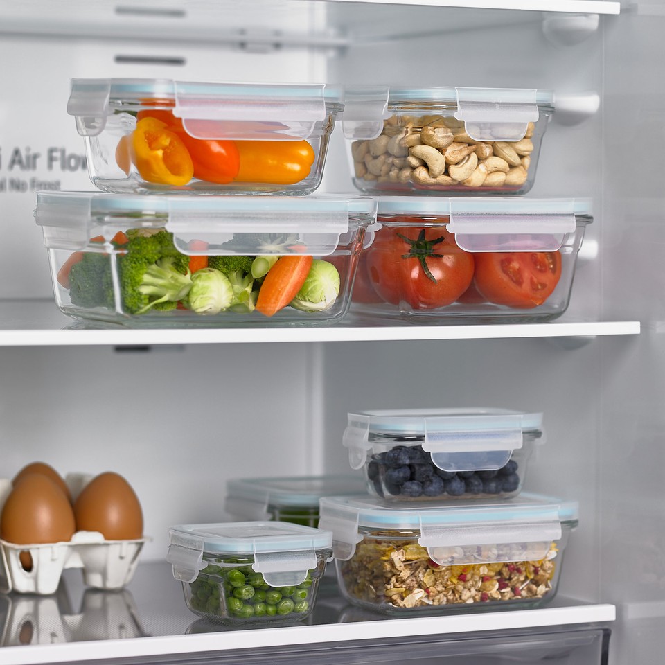 Glasslock Tempered Glass Food Storage Containers with Locking Lids, 16 ...