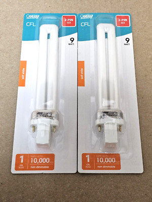2 Feit Electric CFL 2 Pin G23 Base 9w Soft White Light Bulb & FREE ...