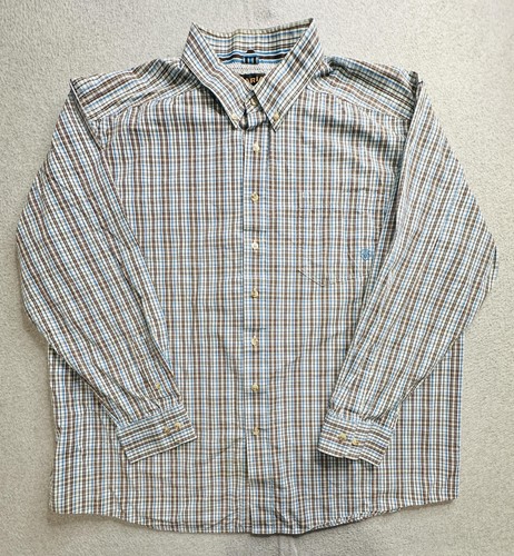 Ariat Pro Series Shirt Mens 2XL Blue Brown Plaid Button Down Western ...