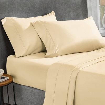 Queen Sheet Set - 4 Pieces Ivory Sheets for Queen Size Bed - All Season ...