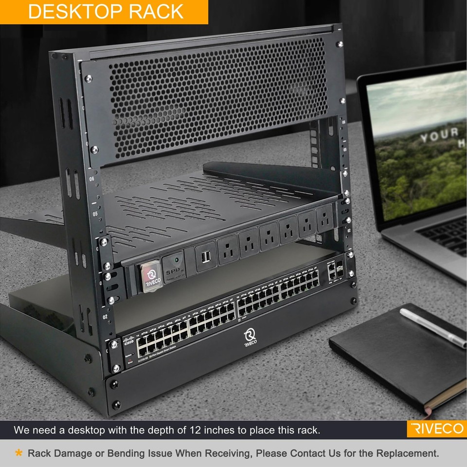 4u Tabletop Rack for Audio & Network, Desktop Rack Shelf Open Frame ...
