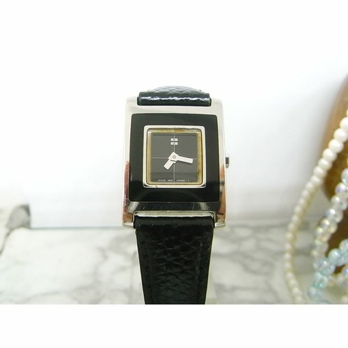 YSL Ladies Square Quartz Watch – Black Dial, Leather Strap, Working ...