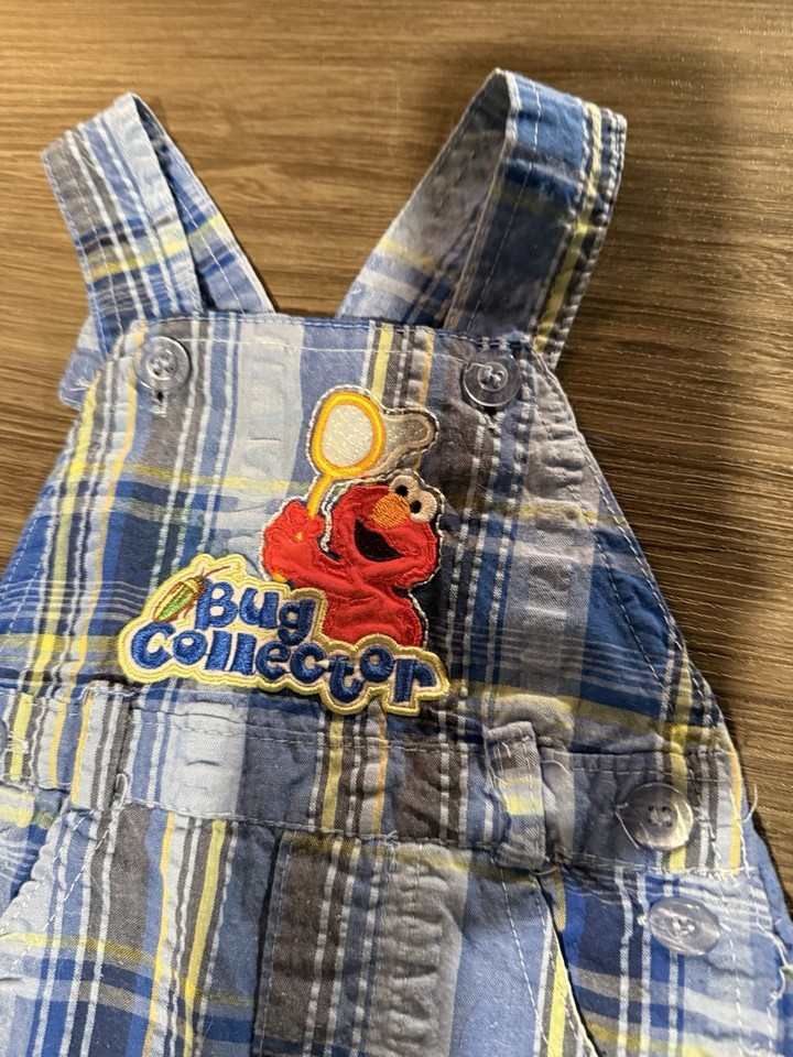 Sesame Street Vintage Elmo Baby Overalls Shortalls Short *No Size | eBay