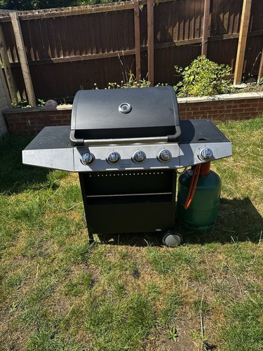 Argos Premium 4-Burner Gas BBQ with Side Burner, Gas Tank, And BBQ ...
