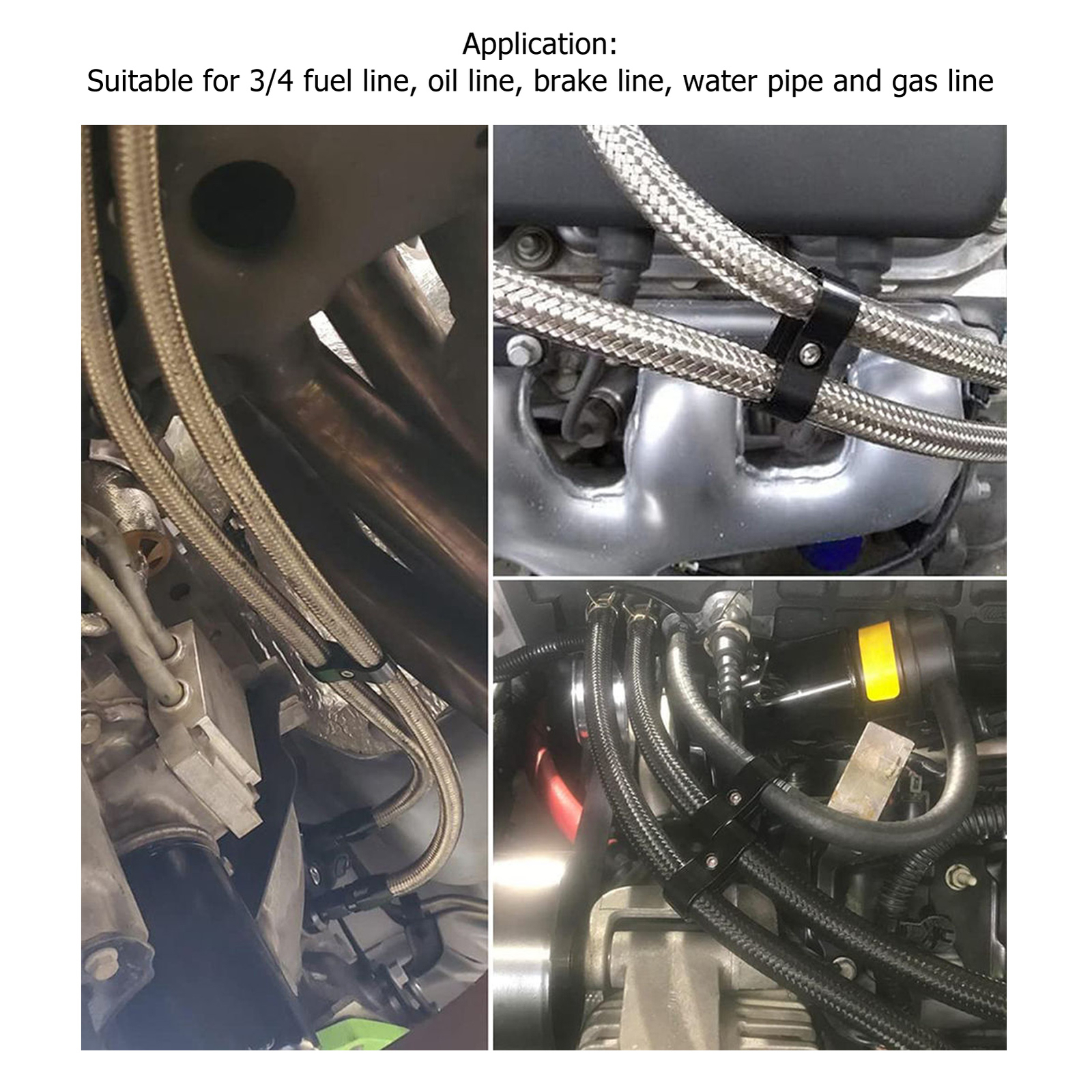 4PCS 12AN Fuel Line Mounting Clamp Hose Separator Aluminum Alloy ...