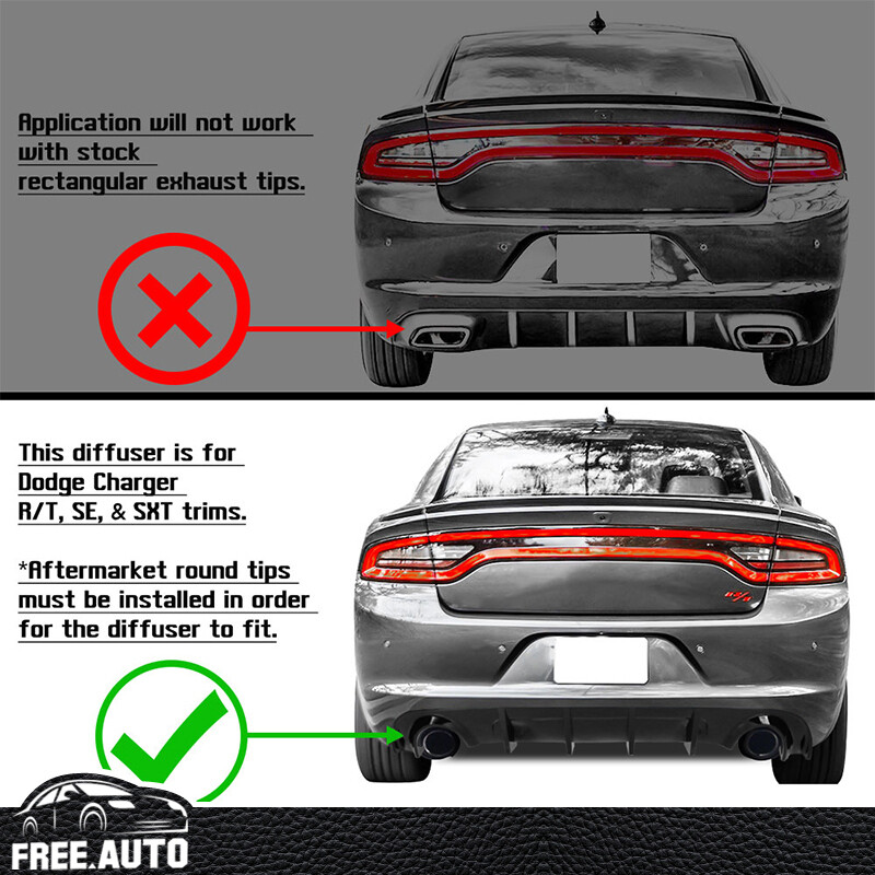 2015-2023 Dodge Charger Base SXT Fit Rear Bumper Diffuser Lip Gloss ...
