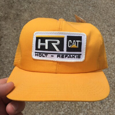 Vintage CAT HR Holt Refakis Hat Cap Snapback Patch Tractor Farmer ...