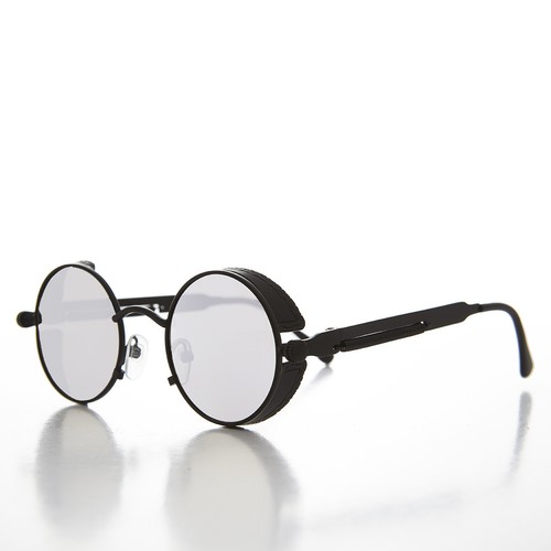 Round Black Steampunk Goggle Sunglass with Mirror Lenses - Orwell | eBay