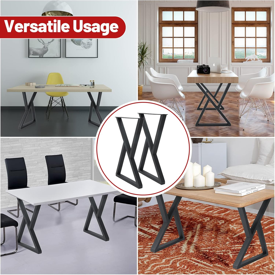 2 Pack 28" H x 17.7" W Black Z-Frame Metal Bench Legs Furniture Legs ...