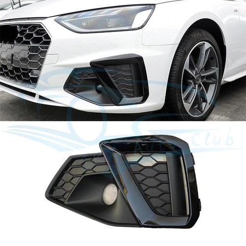 Left Bright Black Front Bumper Fog Light Grille Bezel z For Audi A4 ...