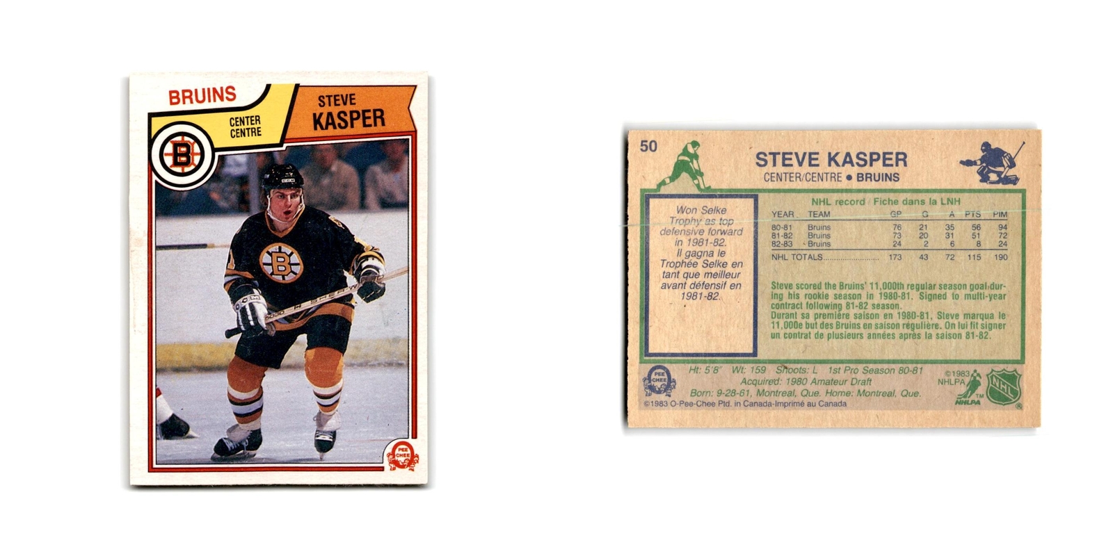1983 O-Pee-Chee Steve Kasper Boston Bruins #50 | eBay
