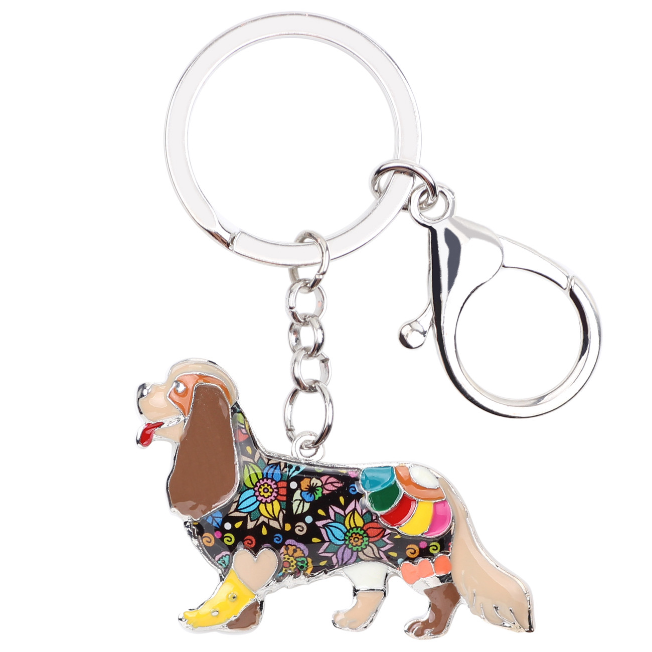 Enamel Alloy Charles Spaniel Dog Keychains Purse Key Ring for Women ...