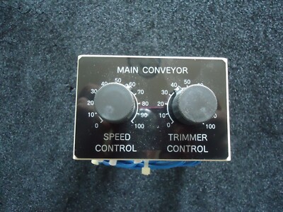 Speed control for conveyer. "Main conveyor" " Speed control", "Trimmer ...