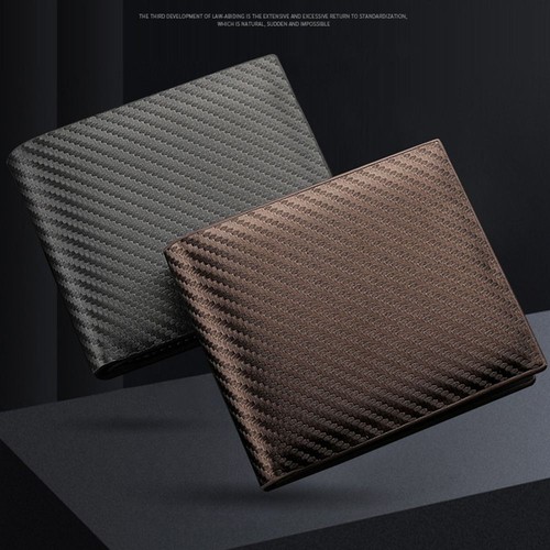PU Leather Carbon Fiber Coin Purse Card Holder Horizontal Wallet Men ...