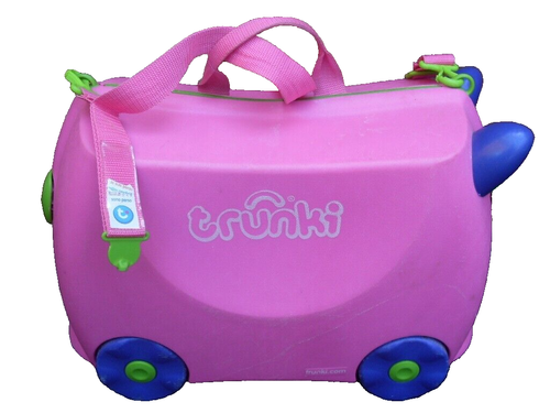 TRUNKI PINK TRIXIE SIT ON AND RIDE CASE WITH STRAP AND KEY #231 | eBay UK