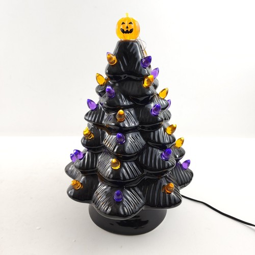 Mr. Halloween 12" Illuminated Ceramic Nostalgic Tree Black Pumpkin | eBay