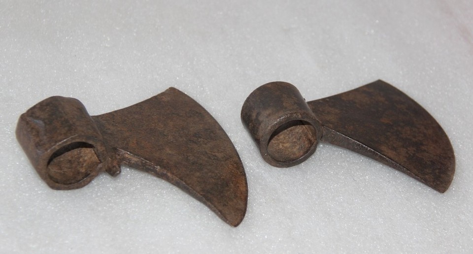 1850's Antique Hand Forged Solid Iron Axe Head Nice Shape 2PC 13526 ...