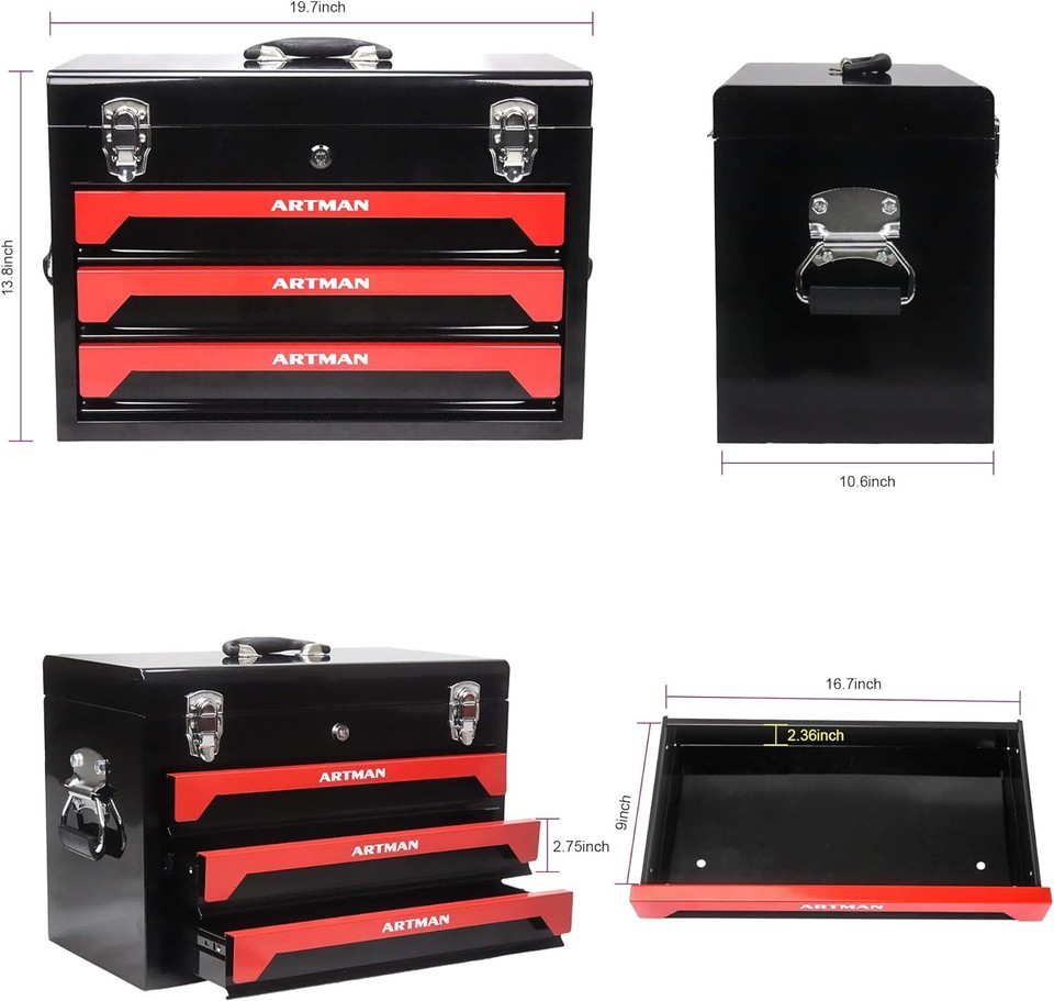 439-Piece Mechanics Tool Set,3-Drawer Household Tool kit Metal Box for ...