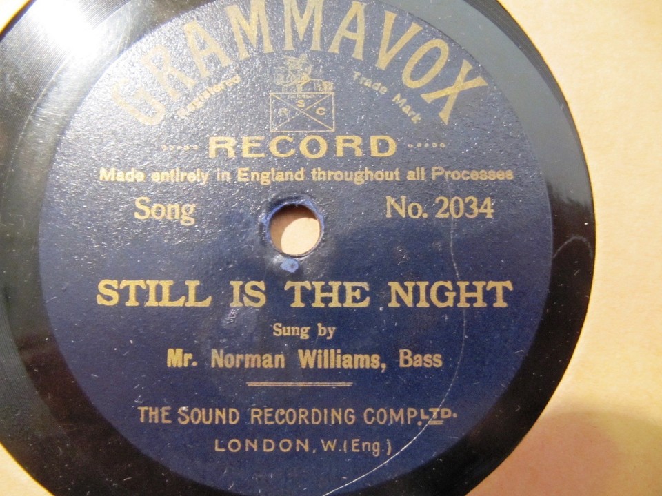 1912 GRAMMAVOX NORMAN WILLIAMS Bass Wilfred VIRGO Still is the Night ...