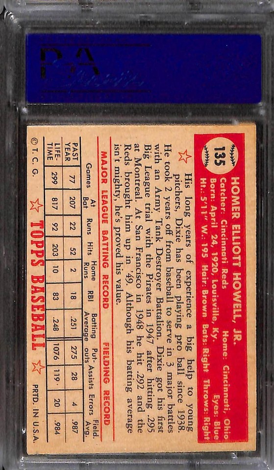 1952 TOPPS #135 DIXIE HOWELL PSA 6 EX-MT 31268032 | eBay